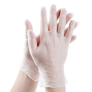 200 Disposable Vinyl Gloves, Non-Sterile, Powder-Free, Smooth Touch, Food Service Grade, Medium Size [2x100 Pack]