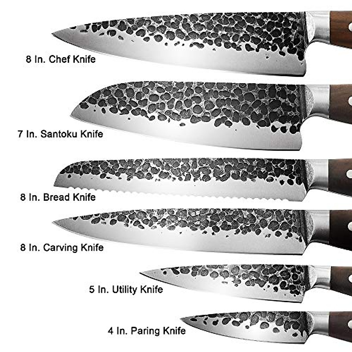KONOLL Kitchen Knife Block Set 9 Pcs Chef Knife Box Set Ultra Sharp Forged Knives Set, Meat Cleaver HC Stainless German Steel with Full Tang Wood Handle (Knife Block Set 9 Pcs)