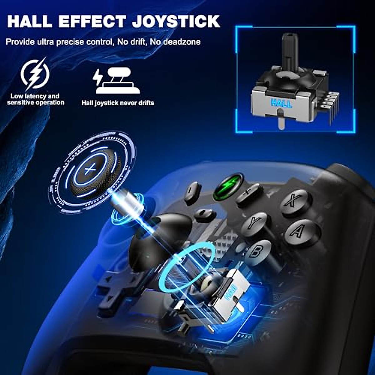 Wireless Switch Pro Controller for Nintendo Switch Controller/Lite/OLED, Hall Effect Wired PC Joysticks-LED Wireless iOS/Android Remote/Programmable Nintendo Switch Accessories Interactive Gaming Figures