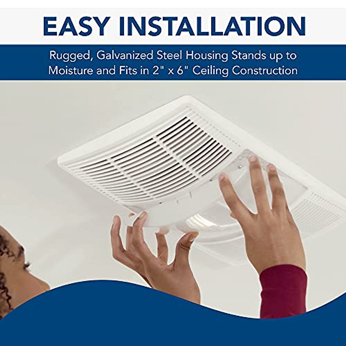 Broan-NuTone BHFLED80 PowerHeat Bathroom Exhaust Fan, Heater, and LED Light Combination, 80 CFM