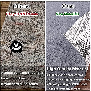 Non Slip Rug Pad Grippers - 5x7, 1/8" Thick, (Felt + Rubber) Double Layers Area Carpet Mat Tap, Provides Protection and Cushioning for Hardwood or Tile Floors