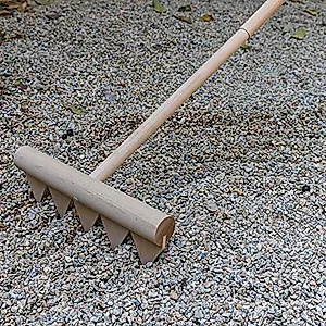 Outdoor Zen Garden rake - Japanese Sand Garden rake Tool- 48" Long 5 Tine Solid Oak Zen rake - Large rake for Rock Sand Garden - DIY Stress Relief Gifts for Adult