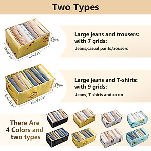 Upgraded Clothes Organizer for Folded Clothes, TIGARI Clothes Organizer for Closet, Compartment Storage Box for Jeans, Trousers, T-shirts