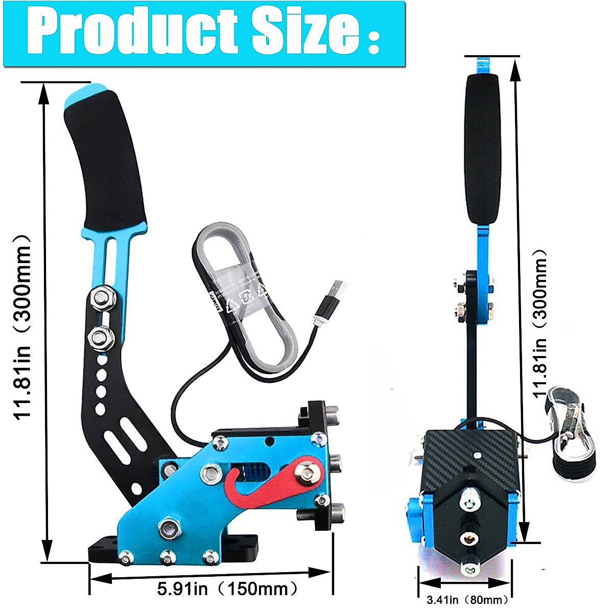 Obokidly Upgrade 2-IN-1 USB Handbrake Support G29 Compatible With PS4/PS5 + PC For Simracing Game Sim Rig With Clamp (Support G29 For PS5 With Clamp, Blue)