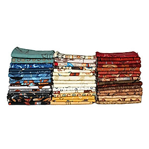 10 Fat Quarters - Assorted Western Cowboys Old West Out West Horses Rodeo Horse Lasso Boots Horseshoes Quilters Cotton Fabric Bundle M221.11