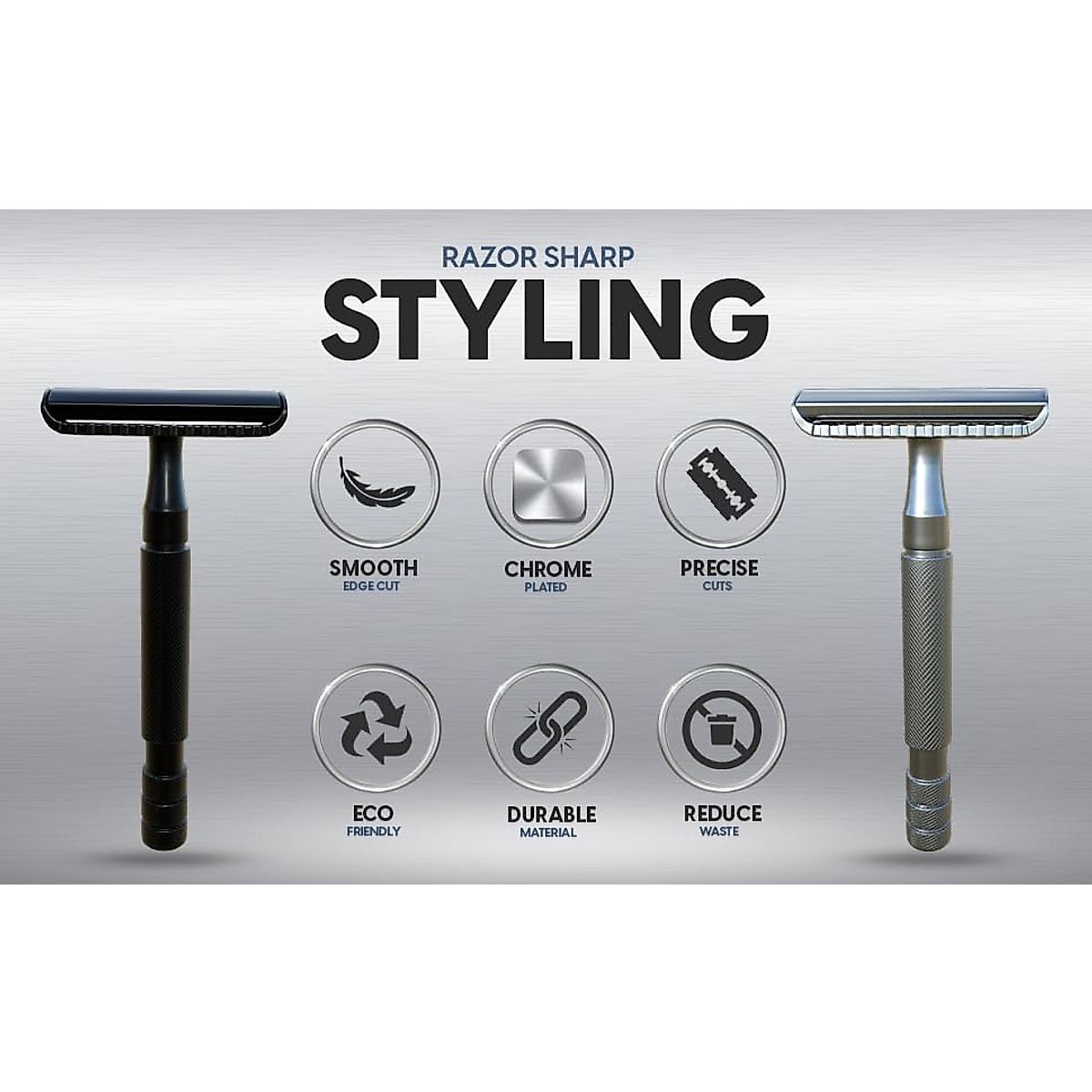 VETERAN OWNED COMPANY. Safety Razor, single blade, Chrome Double Edge Safety Razor, with 10 Platinum Coated Double Edge Safety Razor Blades. This shaver will last a lifetime.