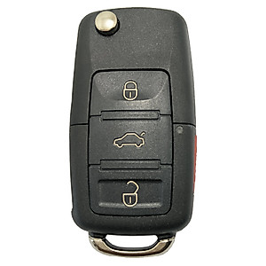 Replacement Key Fob Shell Case fit for VW Volkswagen Jetta Passat Golf Beetle Rabbit GTI CC EOS 4 Buttons Keyless Entry Remote Key Housing with Uncut Blade (Black)