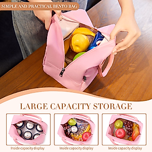 HOPROSE Insulated Lunch Bag for Women Men Adults Lunch Tote with Front Pocket Lunch Box Container Cooler Bag for Work Picnic (Pink)