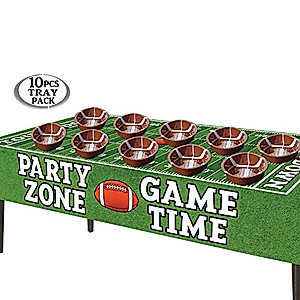 Anapoliz Football Serving Trays | 10 Pcs Plastic Football Snack Trays | Game Day Football Serveware | Tailgate Party Serving Platter | Football Party Decorations | Reusable Big Game Chip Trays