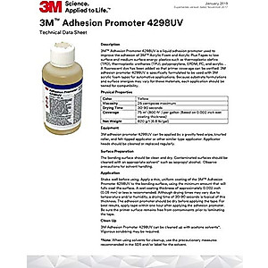 3M 4298UV Adhesion Promoter - Tape Primer 4 fl oz / 118 ml Bottle Only, No Felt Tip Dispenser