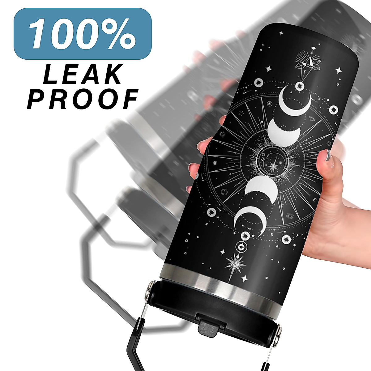 30oz Sun and Moon Tumbler with Handle, Featuring a Leak-proof 2-in-1 Lid and Straw, a Vacuum-insulated Travel Coffee Mug, Portable Stainless Steel Water Bottle, Suitable for Both Women and Men