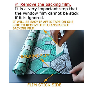 DUOFIRE Stained Glass Window Film Privacy Window Films Decorative Window Coverings Static Cling No Glue D95011 (35.4in. x 157.4in.) 90cm x 400cm