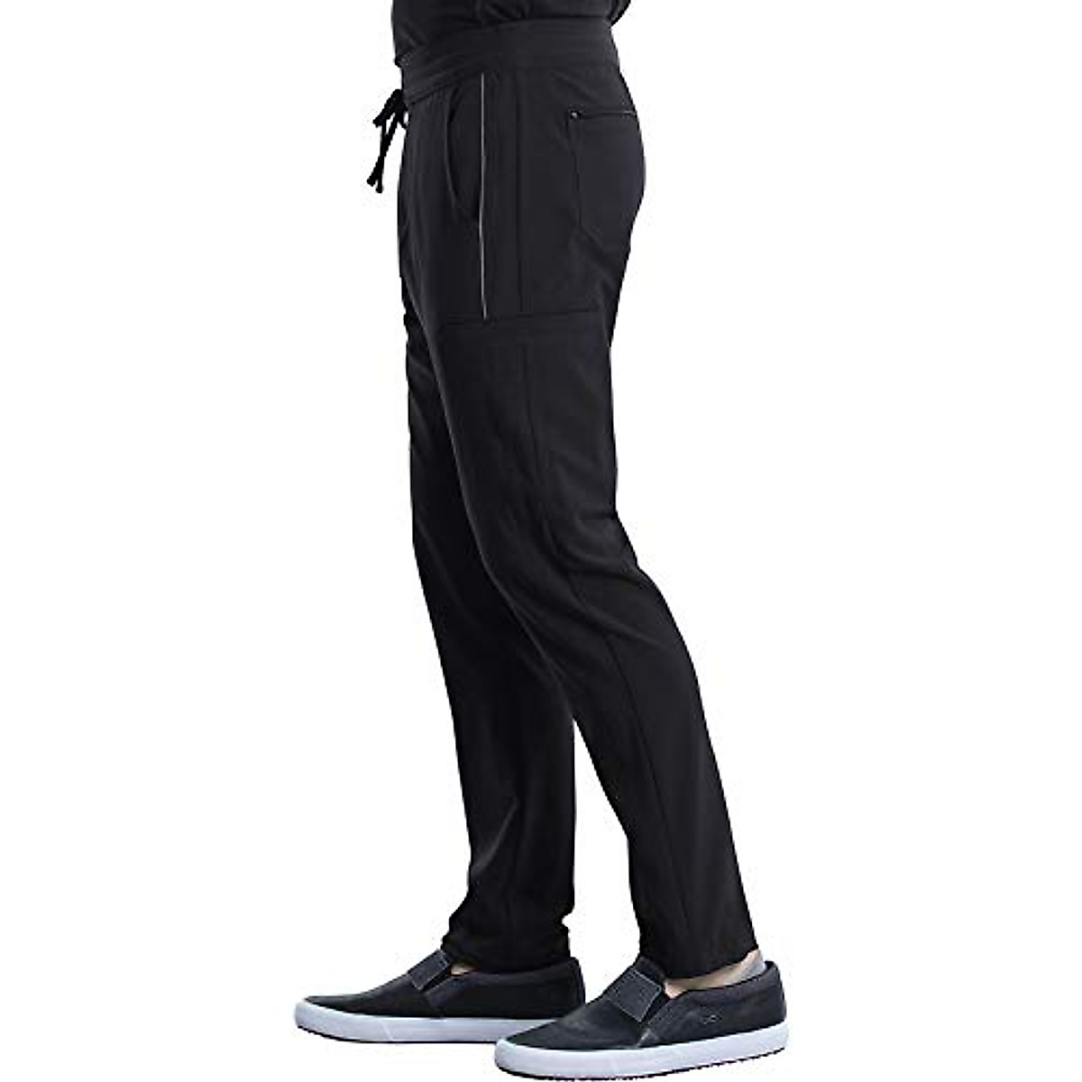 Cherokee iFlex Men Scrubs Pant Tapered Leg Drawstring Cargo CK006, M, Black