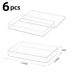 Clear Acrylic Square Cube Plastic , Worasign 6 Pack Plastic square cube containers with Lid Plastic Storage Boxes 7x4.7x1 Inches for Candy Pill ,Tiny Jewelry Beads, Coins, and findings, Craft Supplies, Sewing