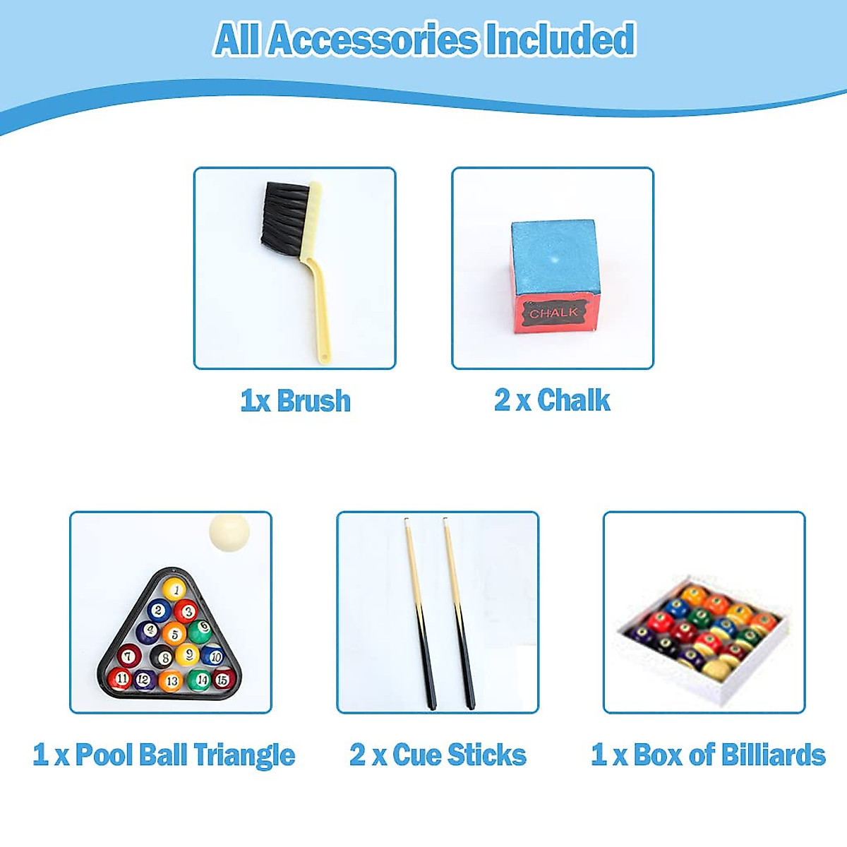 55" Folding Pool Table Set Mini Billiard Pool Table Portable Table Top Snooker Game with Accessory, Simple Assembly, Blue