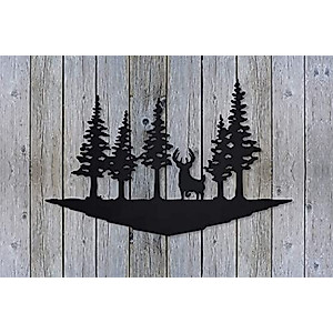 Whitetail Deer Buck Pines | Laser Cut Metal Wall Art Sign for Rustic Home, Cabin, Garage, and Man Cave Decor | BIG GAME STEEL