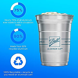 Ball Aluminum Cup Recyclable Party Cups, 16 oz. Cup, 30 Cups Per Pack