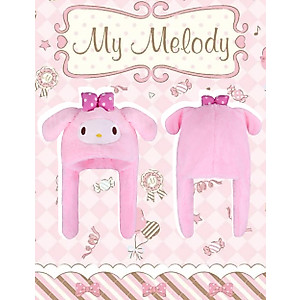 Roffatide Anime Melody Ear Moving Jumping Hat Fluffy Beanie Cap Soft Warm Winter Head Wear Cute Hats for Women Pink