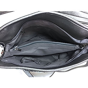 Zzfab Sparkle Gem Chevron Rhinestone Hobo Bag with Extra Shoulder Strap -Dark Pewter