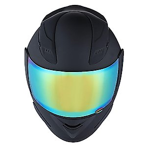 1Storm Motorcycle Bike Full Face Helmet Mechanic Skull: HJDJ11 Matt Black