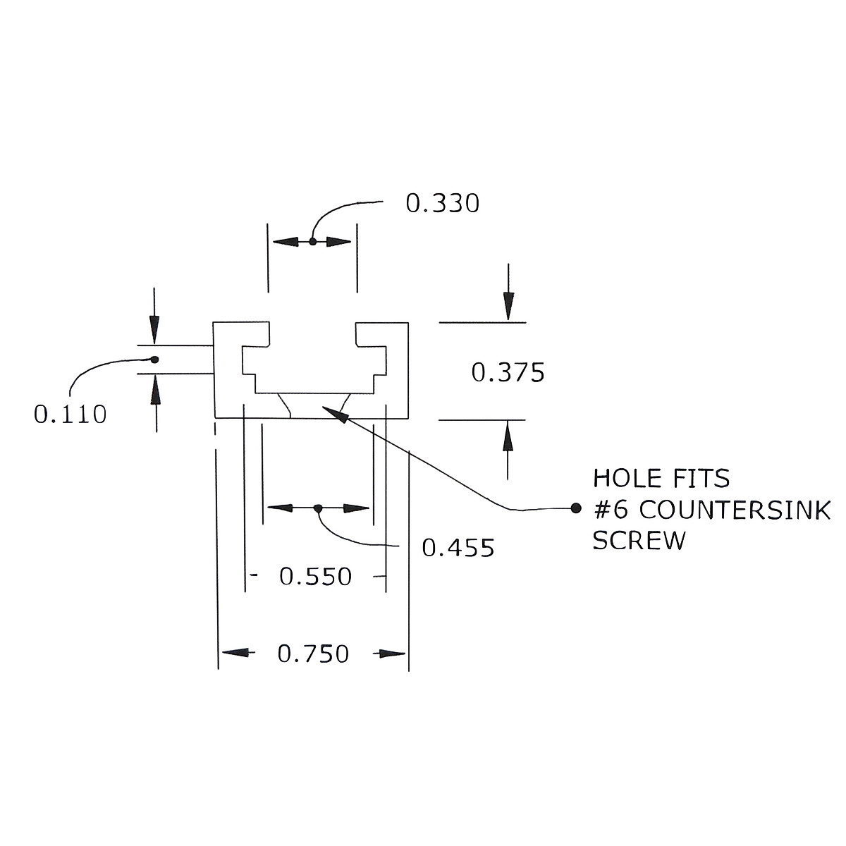 24" Aluminum T Track 3/4" by 3/8" Slot, Accepts 1/4" Hex Bolts, 1/4" or 5/16" T Bolts, Countersunk Holes Every 6" 112110