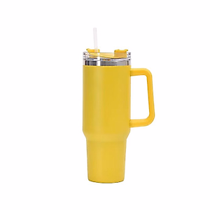 MEILING MALL Quencher Tumbler 40 oz, Insulated Stainless Steel Cup with Handle & Straw – Travel-Ready Design, Yellow