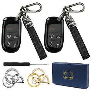Kawoco 2Set Gift Package for dodge journey key fob cover with extra for dodge durango accessories about car key,Compatible with dodge durango accessories about car key,Black
