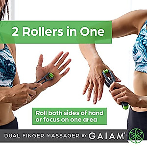 Gaiam Finger Massager Dual-Sided Hand Massage Roller Tool for Circulation, Stress, Arthritis and Hand Pain Relief