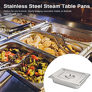 3 Pack Hotel Pans Half Size with Lid, 2.5 inch Deep Steam Table Pans for Restaurant Cafeteria Party Catering, Stainless Steel Anti-Jamming Steam Pan Food Pans