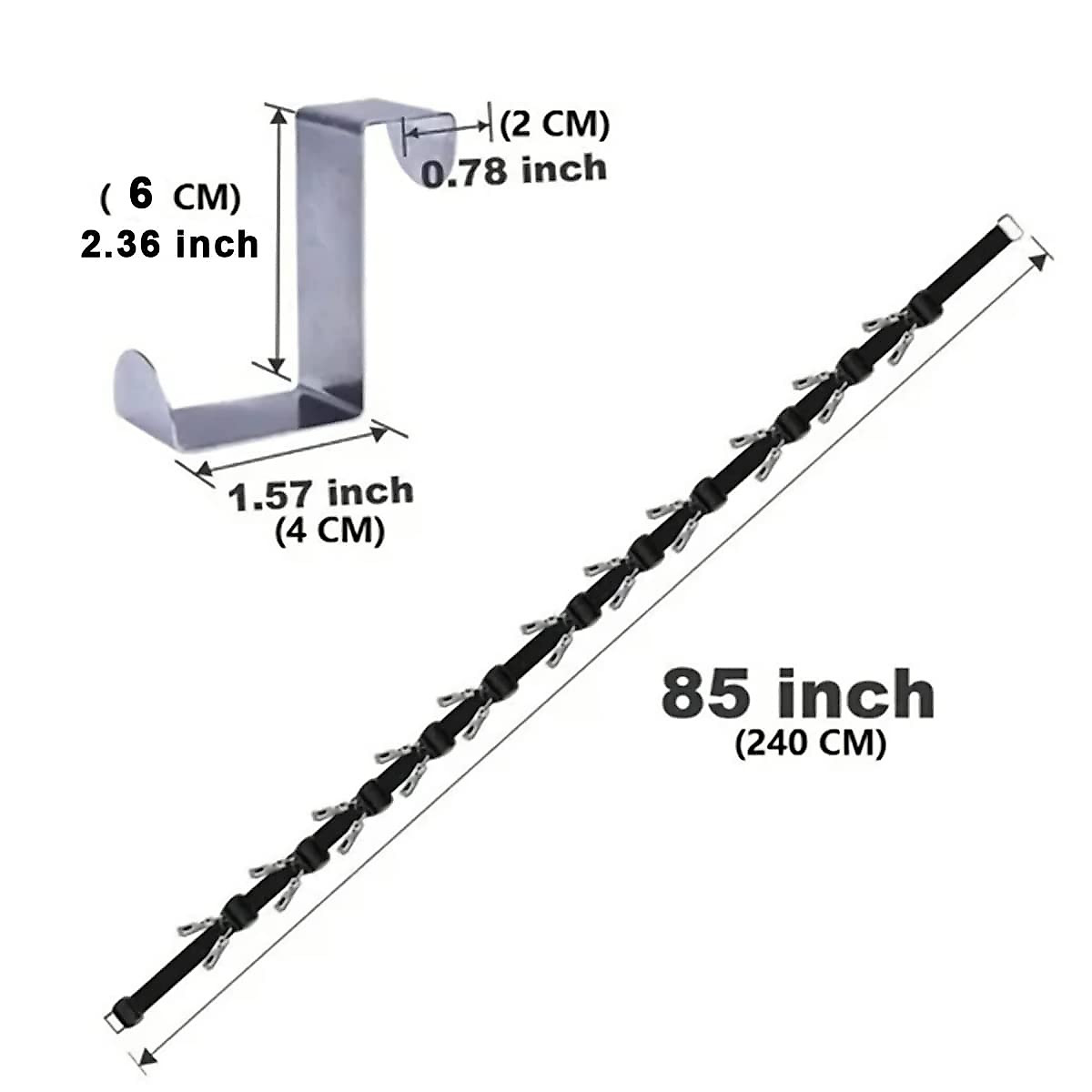 ROTOPATA Over the Door Cap Organizer, Hat Rack for Door Hold up to 20 Baseball Cap, Over Door Adjustable Hat Storage Straps with 20 Clip (Black)