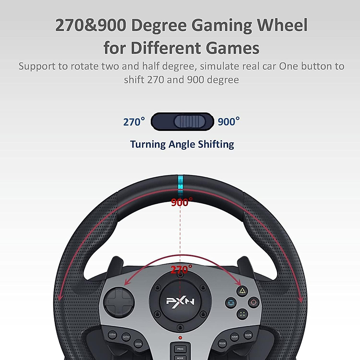 PXN V9 Steering Wheel for PC - Vibration Feedback Gaming Racing Wheel with Shifter and Pedals Used- Good for PC PS4, PS3, Nintendo Switch