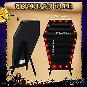 PerKoop LED Coffin Letter Board Gothic Letter Board Lights Up Halloween Felt Letter Board Sign with Spooky Letter Stand Gothic Decor Halloween Movie Night Decoration(Black)