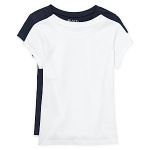 The Children's Place girls Short Sleeve Solid T-shirt 2 Pack Set T Shirt, Tidal Pack, Medium US