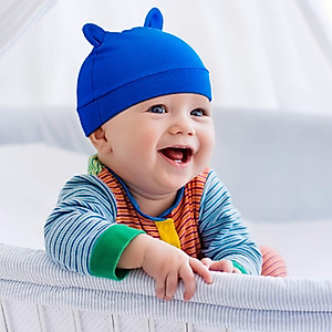 Geyoga 9 Pieces Newborn Baby Hat Bear Ears Infant Caps Baby Boy Girl Toddler Hats Beanie Caps (2 Ears) (Beautiful Colors, 2 Ears)