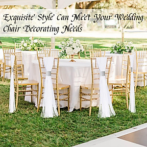 26 Sets Large Extended Wedding White Pew Bows Tulle Wedding Aisle Decor,Wedding Chair Aisle Decorations,Church Pew Decorations Aisle Flowers Runner for Weddings Ceremony Outside Decorations(Silver)