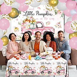 Little Pumpkin Baby Shower Decorations for Girl|, A Sweet Little Pumpkin Is on the Way Pink Backdrop Balloon Garland Kit for Fall Autumn Thanksgiving Baby Shower Background Party Supplies