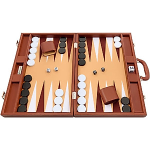 Silverman & Co. 19-inch Premium Backgammon Set - Desert Brown Board