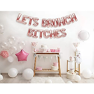PartyForever Rose Gold LETS BRUNCH BITCHES Balloon Banner Bridal Brunch Shower Bachelorette Party Decorations for Champagne Bubbly Bar