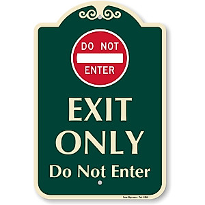 SmartSign Designer "Exit Only - Do Not Enter" Sign, 12" x 18", 120 mil Aluminum Composite (ACM) with Overcoat, Engineer Grade Reflective, Red & Green, Made in USA