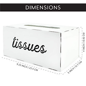 AuldHome Design White Rectangular Tissue Box, Rustic-Style Distressed Enamelware Oblong Tissue Cover Holder