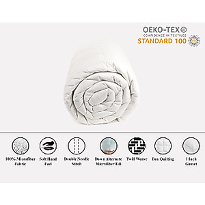 A1 HOME COLLECTIONS Vega Living-Gusset Duvet Insert 3 Piece Set-Down Alternative-Twill Weave Microfiber Cover & 2 Satin Weave Organic Cotton Pillow Protector-Noiseless-Oeko-Tex Certified