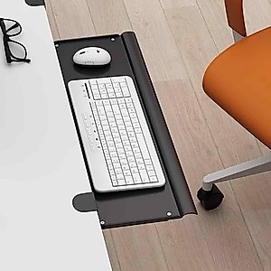 Clamp Keyboard Tray, Sliding Keyboard Tray Under Desk, Adjustable Keyboard Tray Under Desk, Made of Metal Steel, Strong and Stable, Black