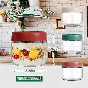 Overnight Oat Jars Containers with Screw Lid Airtight, Salad Dressing,Chia Pudding,Sugar Cane Cubes. Yogurt Storage Containers, Condiment Spice canisters