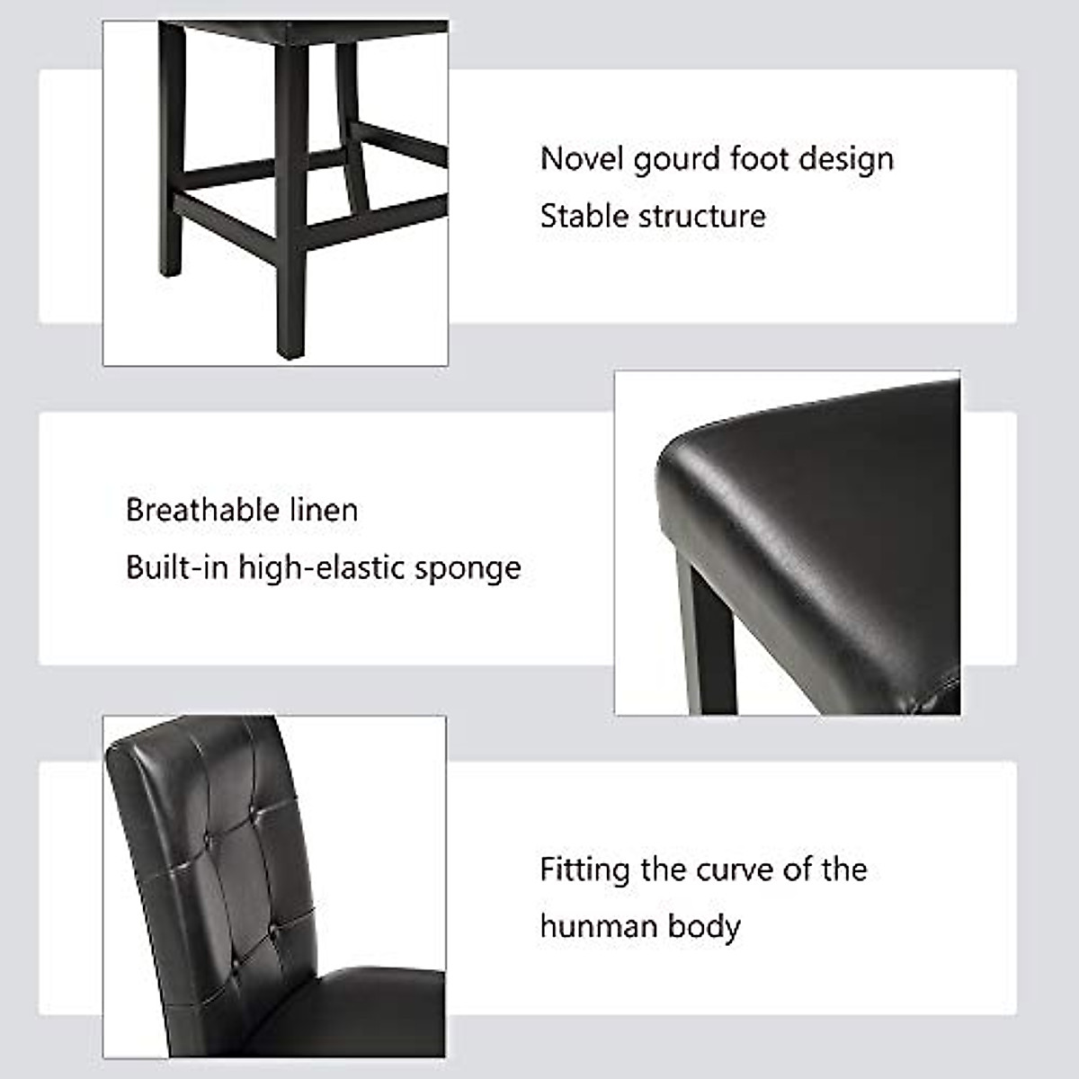 Harper & Bright Designs 5-Piece Faux Marble Top Dining Set, Counter Height Kitchen Table Set-Dining Table with Faux Marble Top and 4 Black High Back Upholstered Chairs