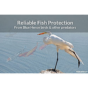 AlpineReach Koi Pond Netting Kit 15 x 20 ft Black Heavy Duty Woven Fine Mesh Net Cover for Leaves - Protects Koi Fish from Blue Heron Birds, Cats & Predators – Reusable & Stakes Included