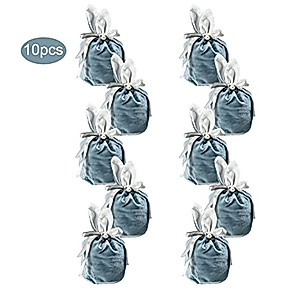 MILEVO Jewellery Drawstring Bags, 10PCS Blue Flannelette Gift Bag, Jewelry Pouches with Drawstring,Candy Bag for Wedding Packaging ( Color : Blue )