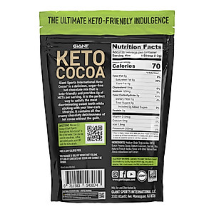Keto Cocoa | Delicious Sugar Free Instant Hot Chocolate Mix with 6g of MCTs for Ketogenic Diet Low Carb Lifestyle | No Gluten | 20 Servings