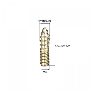 uxcell M4x16mm Hanger Bolts, 12pcs Double Ended Thread Dowel Screws for Wood Furniture
