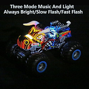 iBlivers Remote Control Monster Truck, 2.4GHz All Terrain Remote Control Monster Cars, RC Monster Truck Off-Road Car, RC Monster Car with Spray Music and Light for Boys 4-7 8-12 Kids