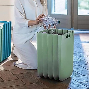 Guzzini 25 Litre Storage Container - Eco Packly Foldable for Storage | Multi - Purpose Container for Storage, Home Recycling, Bin | 100% Recycled Plastic - Kitchen, Garage, Bedroom Use (Sage Green)